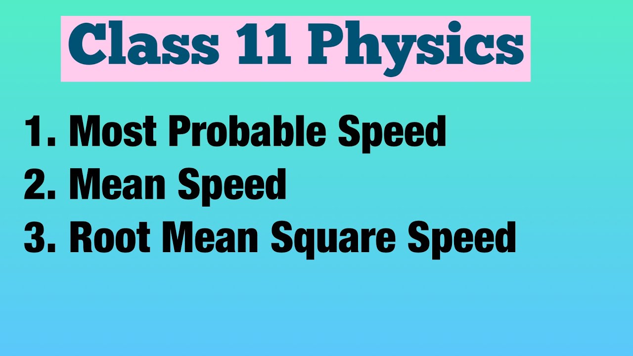 Most Probable Speed Mean Speed And Root Mean Square Speed Hindi Most Probable Speed Mean Speed And Root Mean Square Speed Hindi