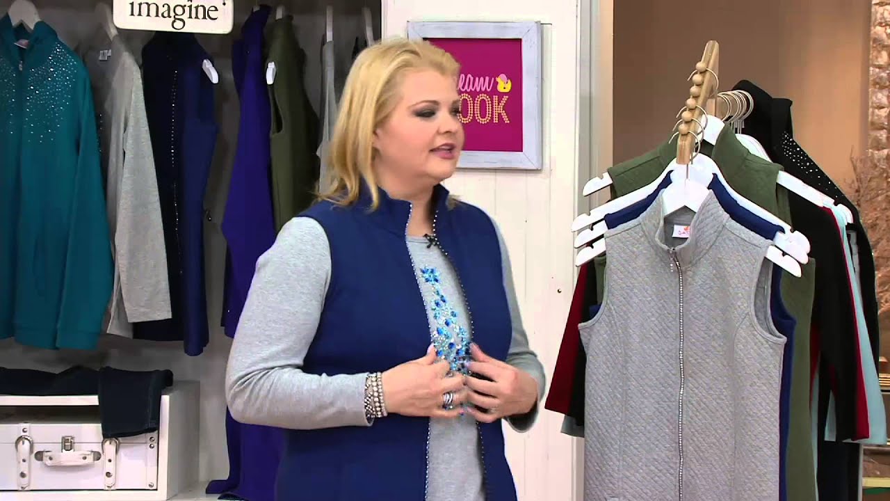 Quacker Factory Quilted Vest with Rhinestone Zipper on QVC - YouTube