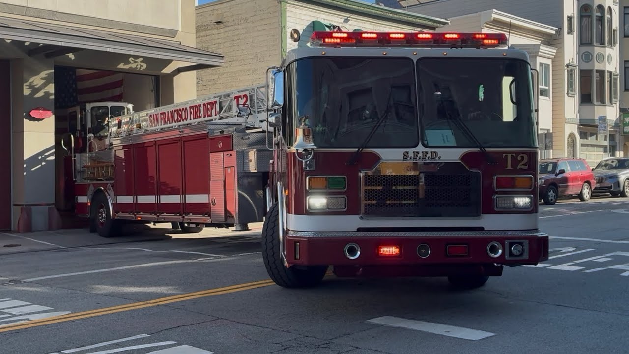 San Francisco Fire Department Engine 2 Truck 2 responding - YouTube