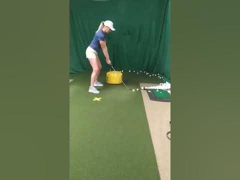 ⛳ Learn To Swing Inside Out Lady Makes Golf Swing Look Easy Avoiding Impact Bag Using Footwork ...