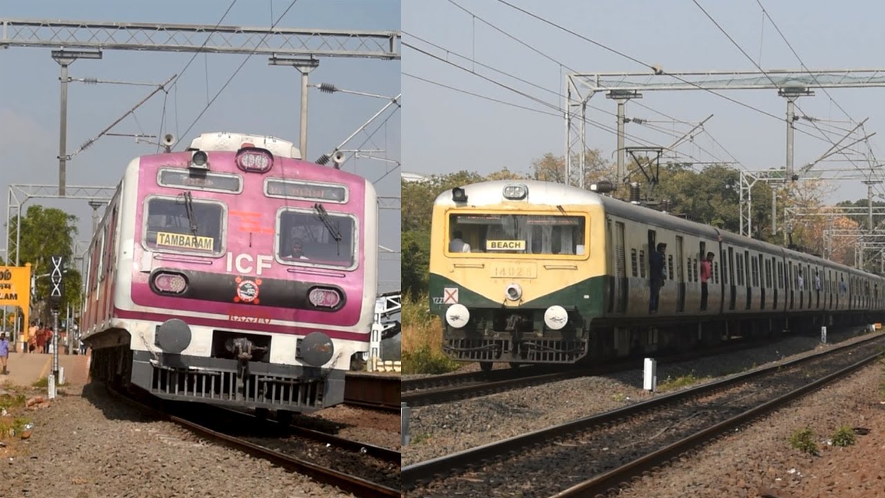 12 Coaches ICF Medha vs Yellow Color Train of Indian Railway in Action ...