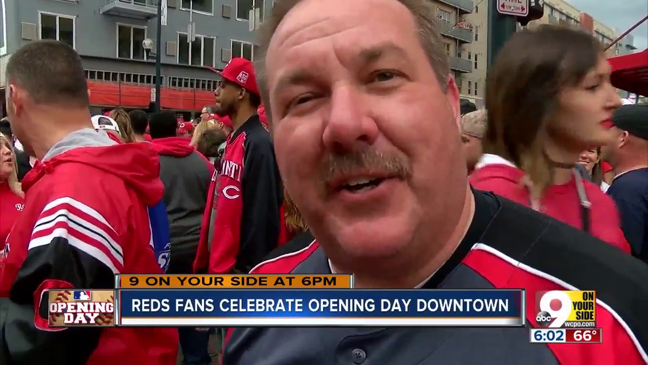 Reds fans celebrate Opening Day - YouTube
