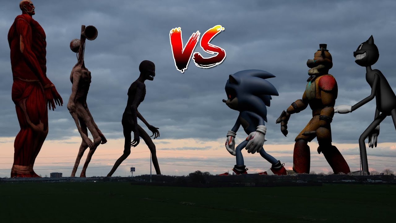Siren Head, Enderman & Colossal Titan VS Sonic.exe, Glamrock Freddy ...