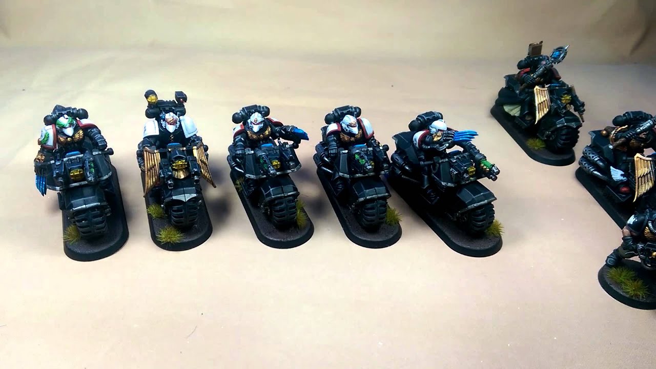 Warhammer 40k Raven Guard Space Marine Biker Command Squad, Librarians ...