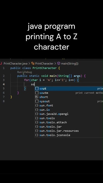 Printing A to Z character #java #forloop - YouTube