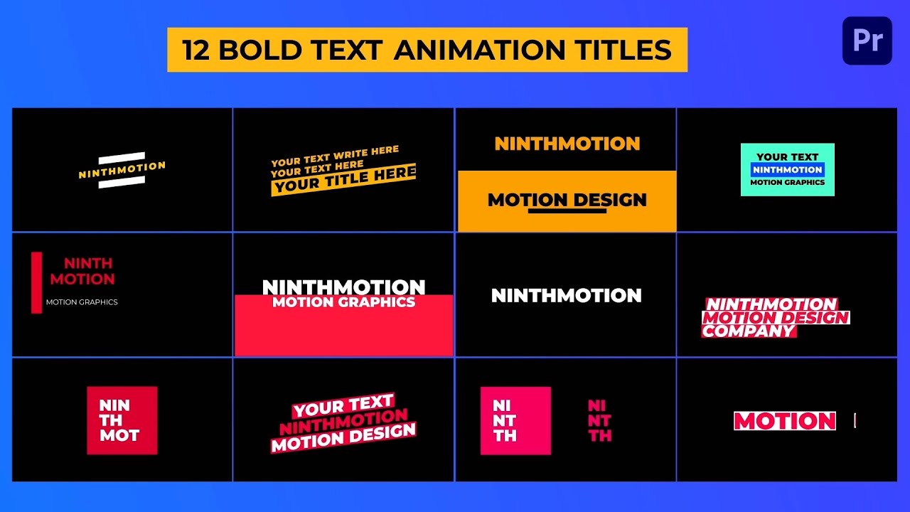 Bold Text Animation Titles Premiere Pro Template - YouTube