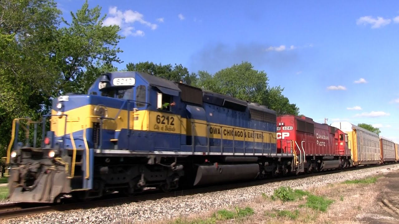 CP Watertown Sub 6/16/2015 Part 2 - Amtrak, IC&E SD40-2, More NS Power, 16-axle Local w/GP38-2 ...