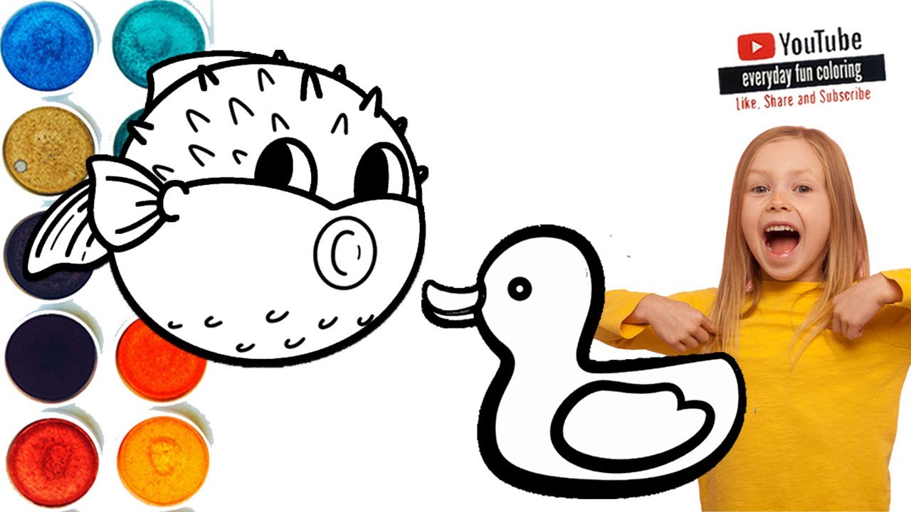 Puffer Fish and Duckling Fun Coloring Activity for Kids and Toddlers ...