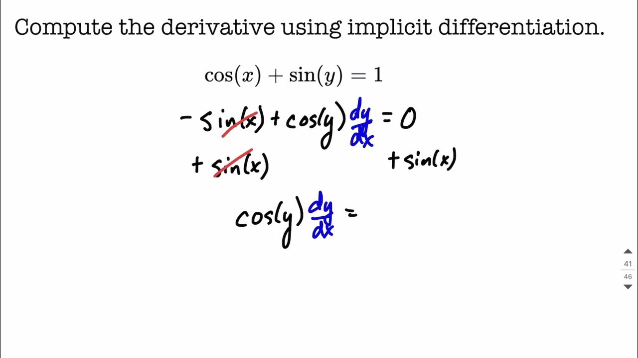 implicit differentiation with sine and cosine - YouTube