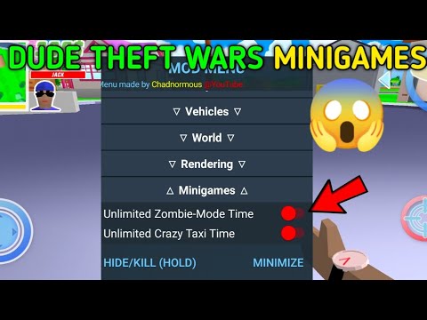 DUDE THEFT WARS MINIGAMES😱🔥 IN MOD MENU || dude theft wars || HARSH IN ...