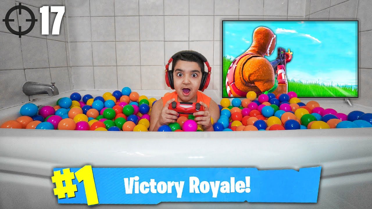 Little Brother Plays Fortnite Inside A Ball Pit Bathtub! (FORTNITE BALL ...