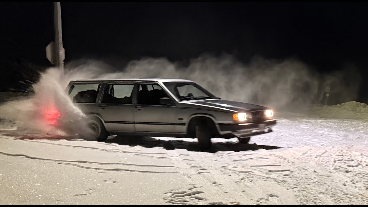 -15°C OVERNIGHT CAMPING IN MY VOLVO 740 WINTER DRIFT CAR + BIG JUICY ...