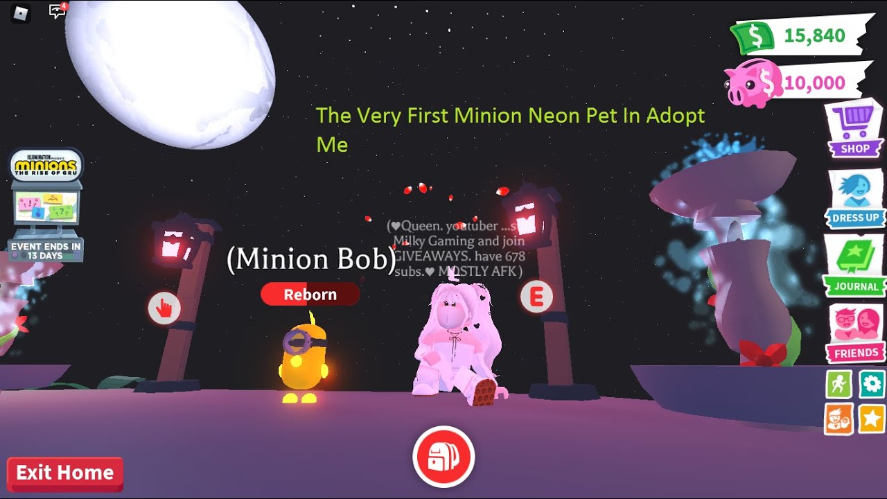 The Very First Neon Minion Pet In Adopt Me. Join The Giveaway And Good ...