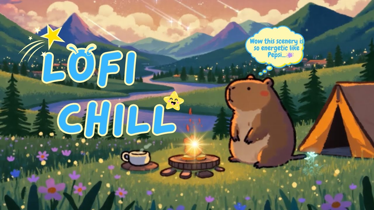 🏕️ Lofi Capybara Camping on a Flower Hill Relaxing Beats for Study ...