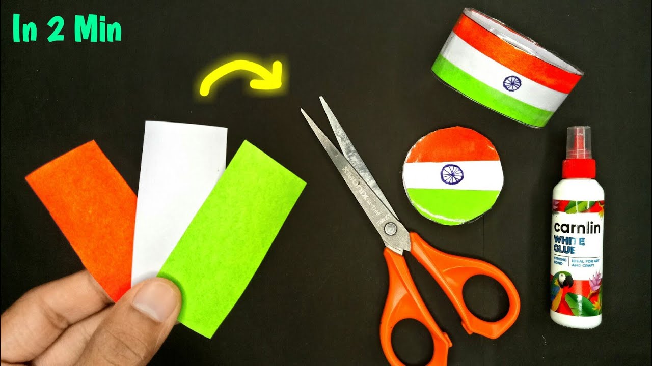 2 Easy Independence Day Crafts | How to make Tricolor Badge | DIY ...