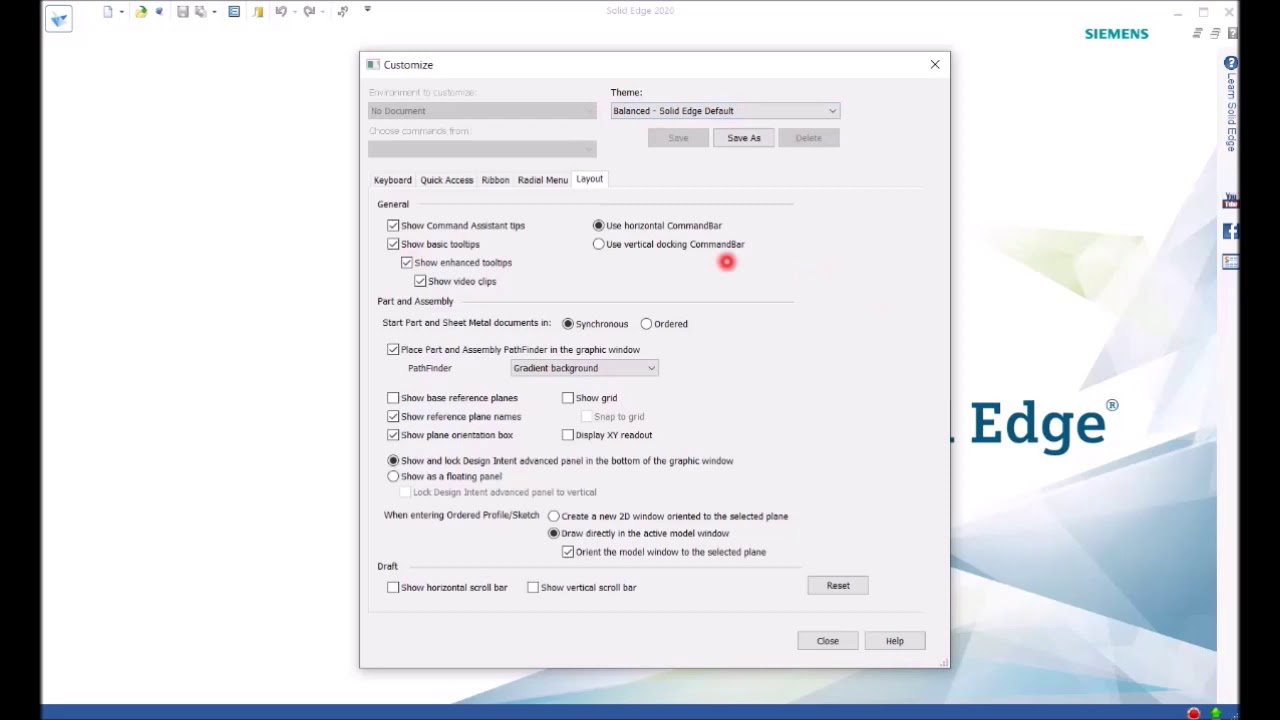 Solid Edge setting for tutorial videos - YouTube