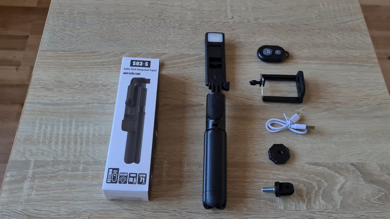 Tripod S03-S Gimbal, Selfie Stick With Light. Unboxing. [4K] - YouTube