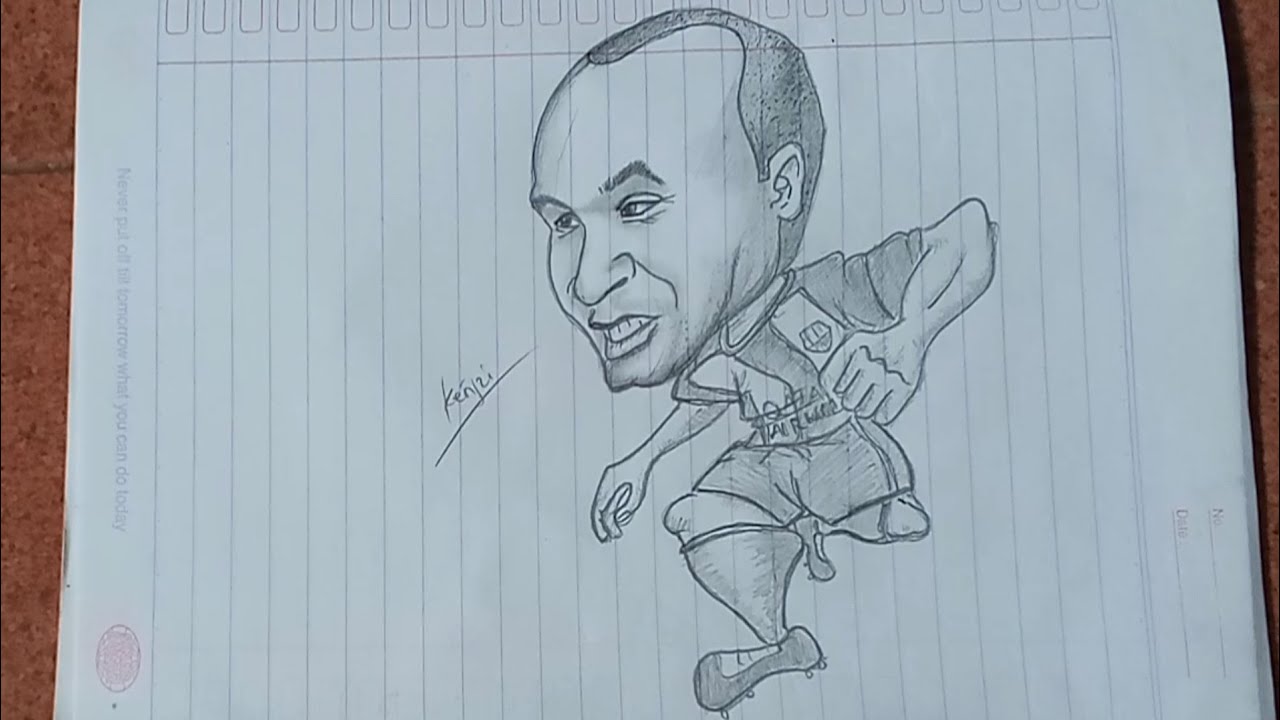 How to draw caricatures Andres Iniesta - YouTube