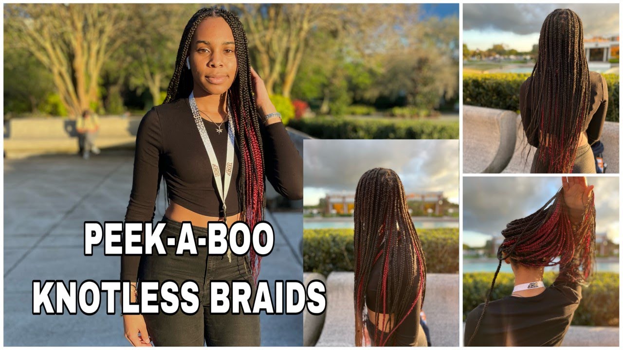 How To: Peek-A-Boo Knotless braids for BEGINNERS | 4C Hair - YouTube