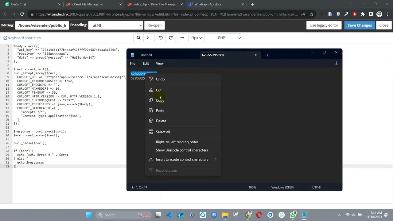 Mengirim Pesan Whatsapp Menggunakan API PHP - YouTube