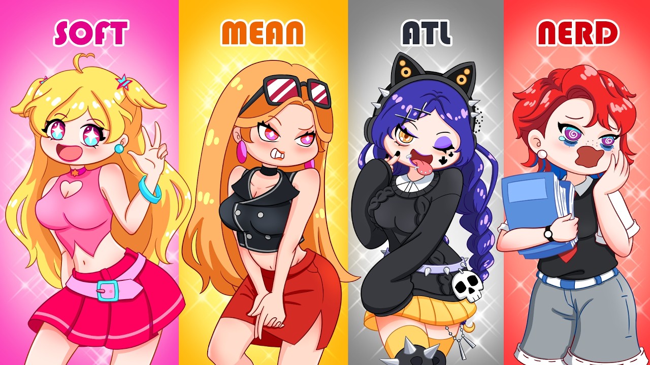 MEAN vs SOFT Girl, ALT vs NERD Girl Surviving in CRAZY CAMP for 24 ...