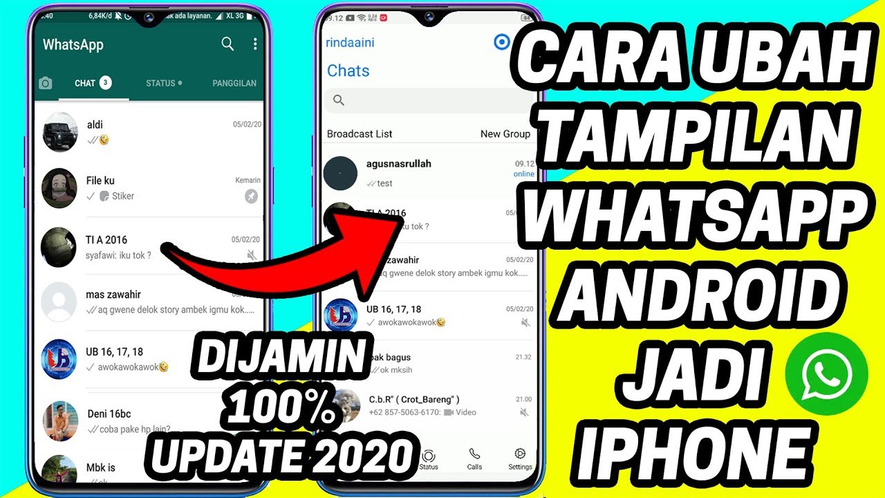 DIJAMIN BERHASIL !! CARA MUDAH UBAH WHATSAPP ANDROID JADI IPHONE X ...