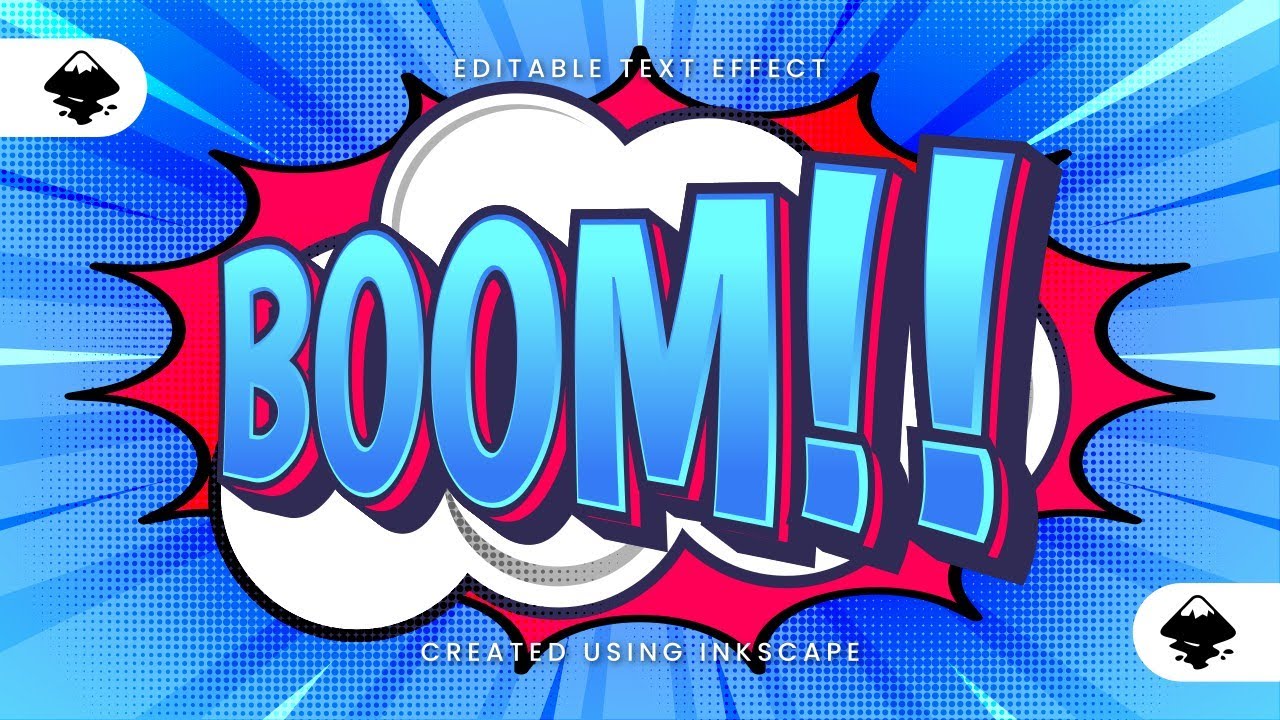 Fully Editable Boom Comic Style Text Effect - Created Using Inkscape ...