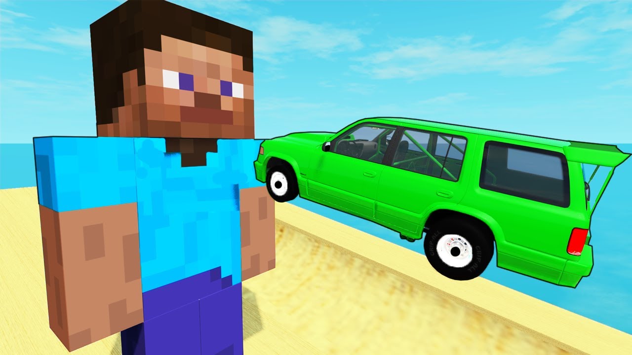 Cars vs Minecraft Steve | Double Ramp Stunts & Car Accidents - BeamnNG ...