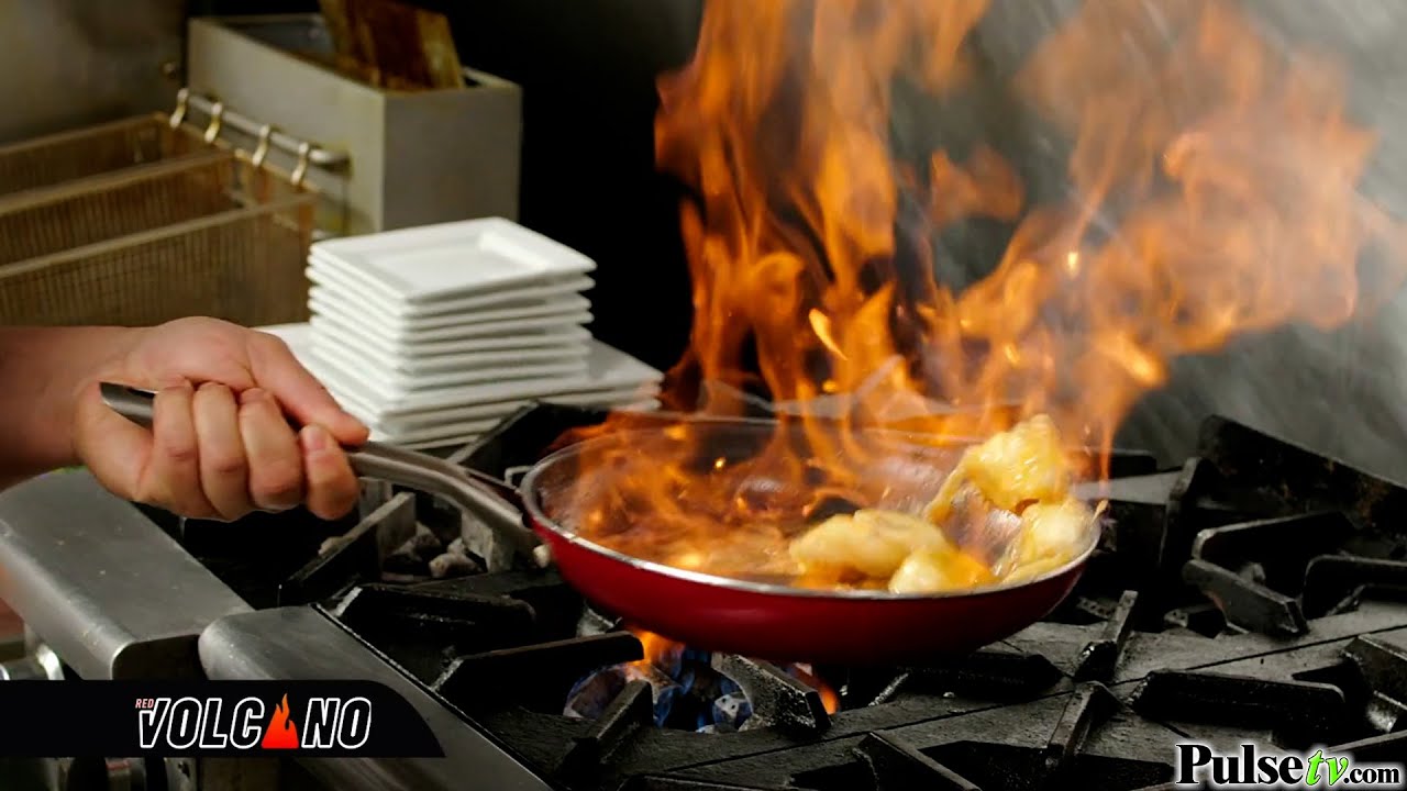 5-pc Red Volcano Cookware Set includes FREE Bamboo Utensils - YouTube