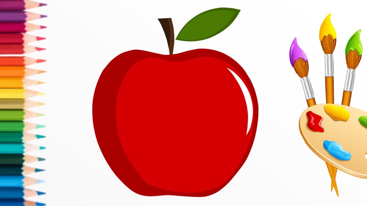 Bolalar uchun olma rasmini chizish/Draw a picture of an apple for ...