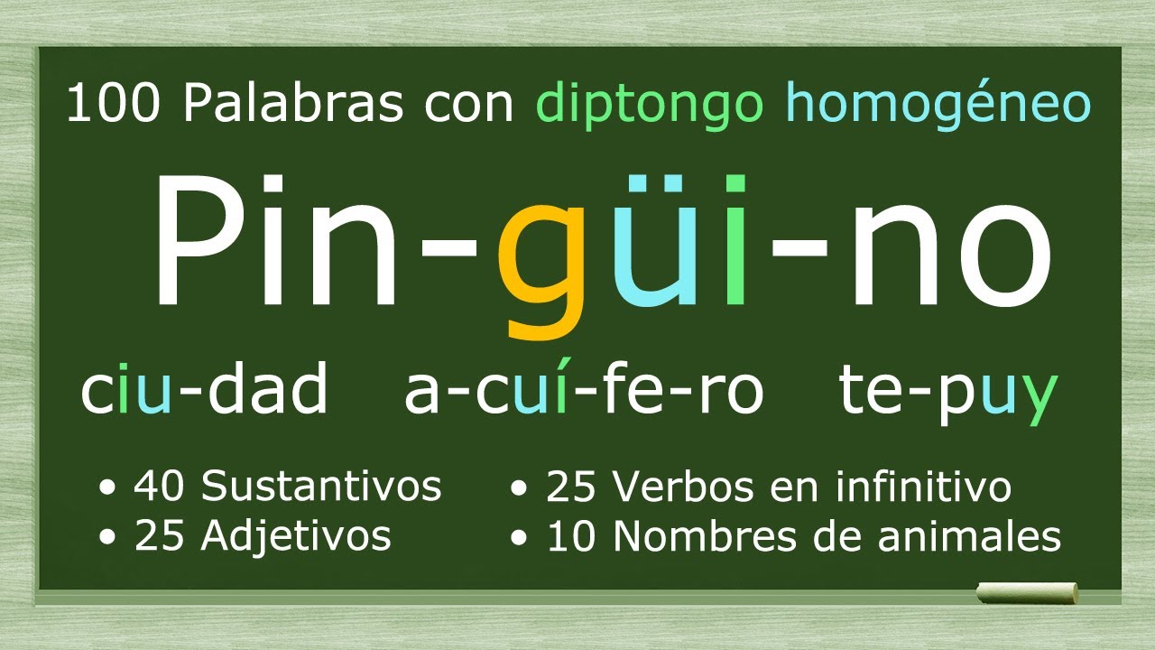 100 Palabras con diptongo homogéneo - YouTube