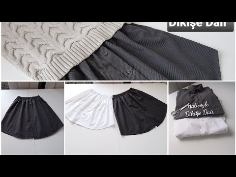 Pantolon Üstü İçin Yarımatik Gömlek Etek Dikimi #etekdikimi #gömlekelbise#dikiş #gömlektendönüşüm
