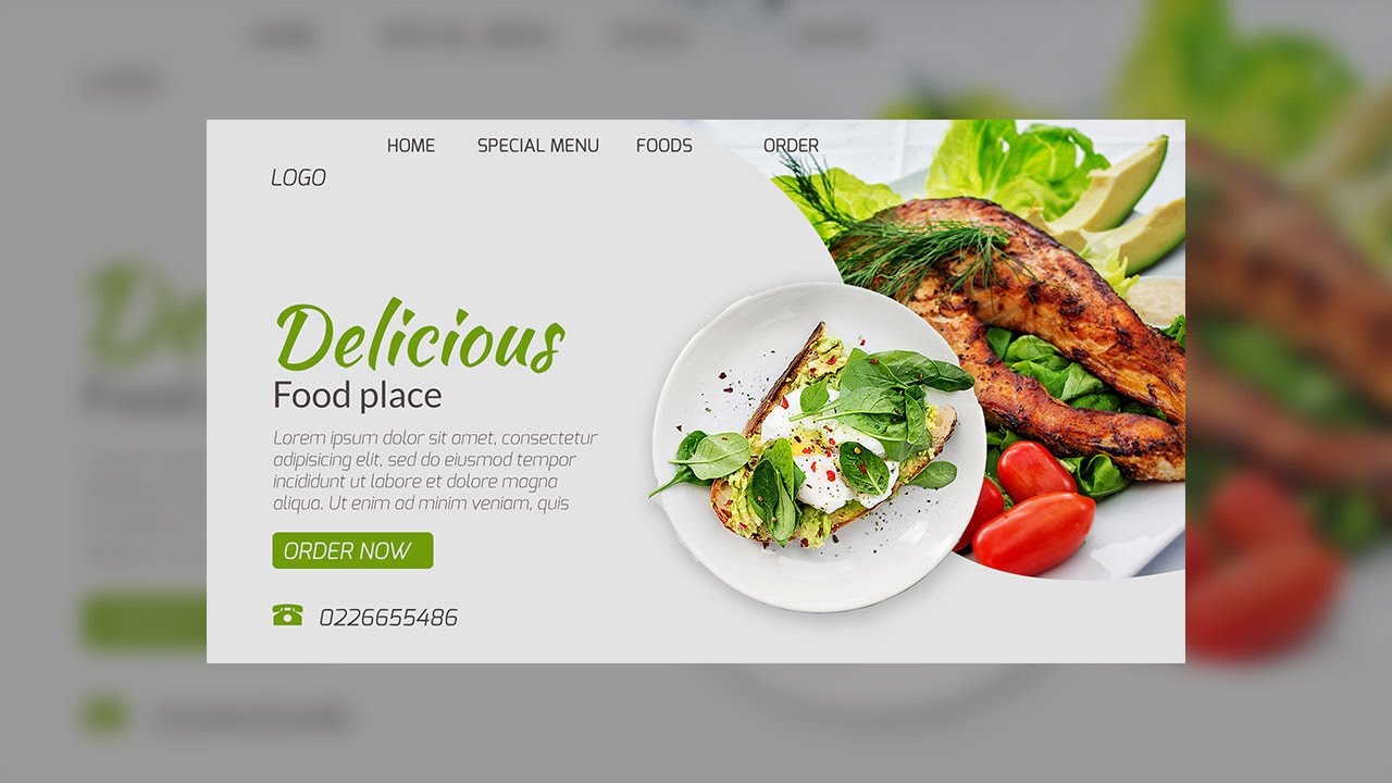 Landing Page Design In Adobe Photoshop From Scratch Restaurant Website ...