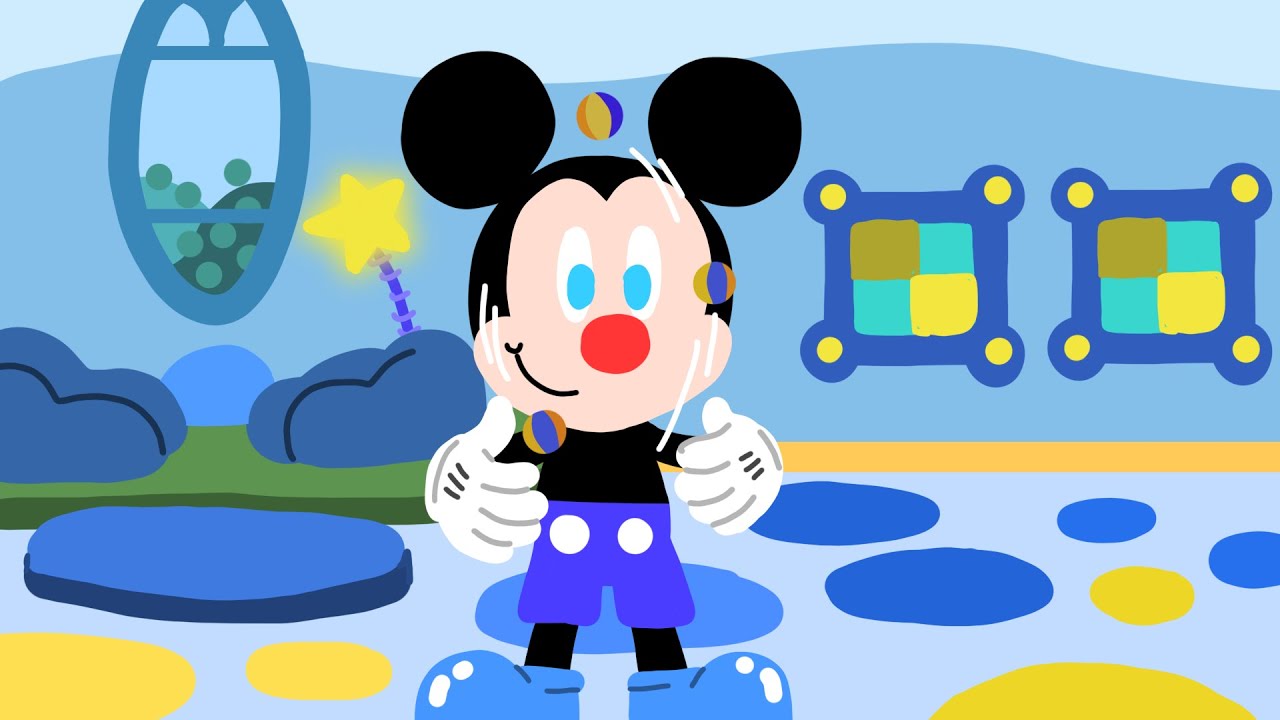 Mickey Mouse Juggles Blue & Yellow Drawing - Disney Junior Doodle - YouTube