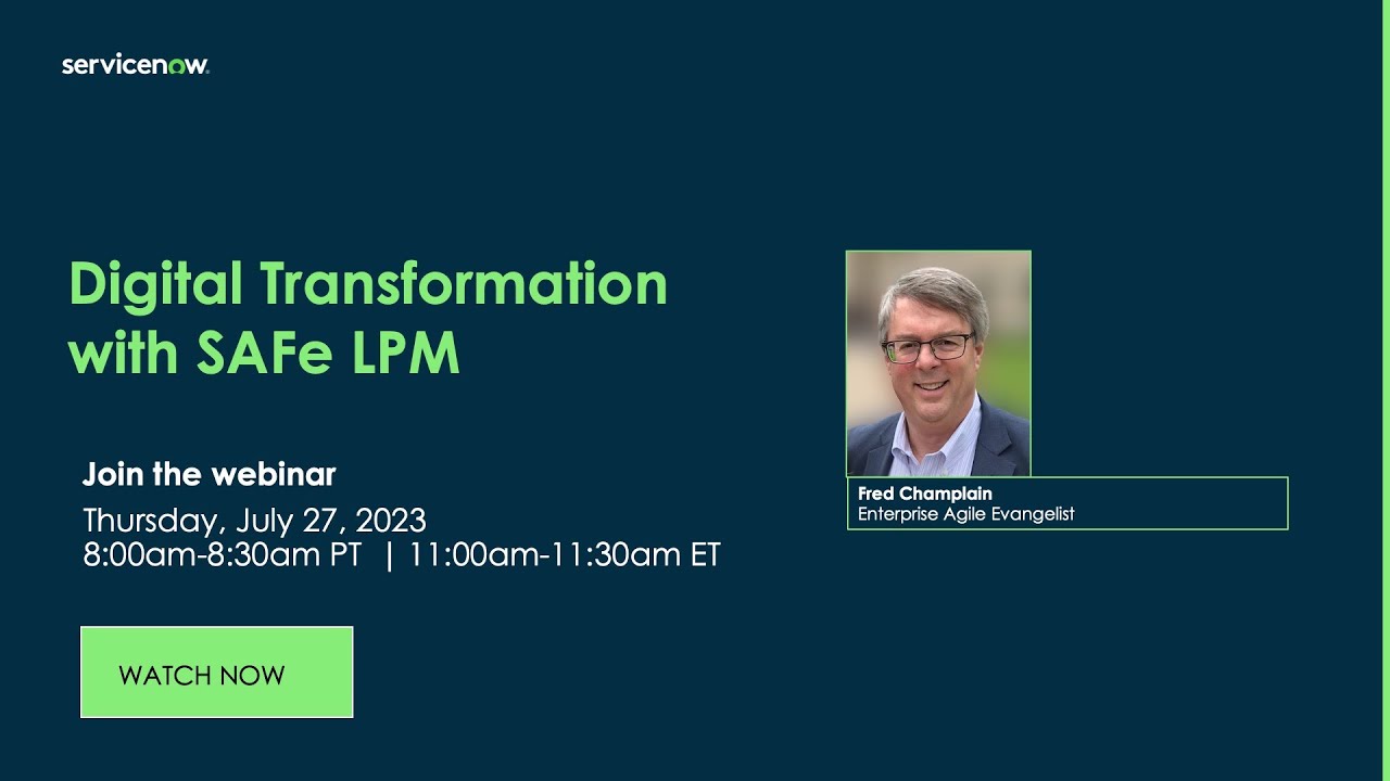 Last Thursday's with SPM : Digital Transformation with SAFe LPM - YouTube