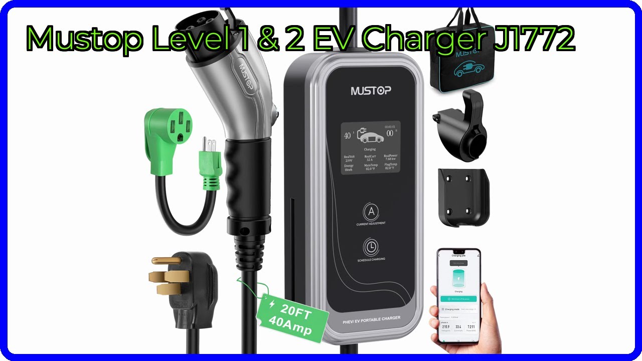 REVIEW (2025): Mustop Level 1 & 2 EV Charger J1772. ESSENTIAL details ...