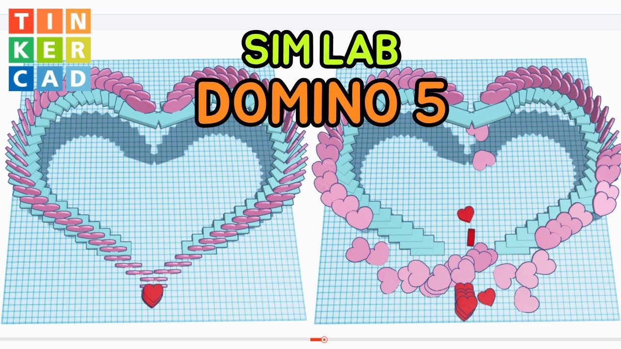 Domino Mission 5 Heart Stairs Nomal Tinkercad 3d Modeling Sim Lab Lesson Youtube