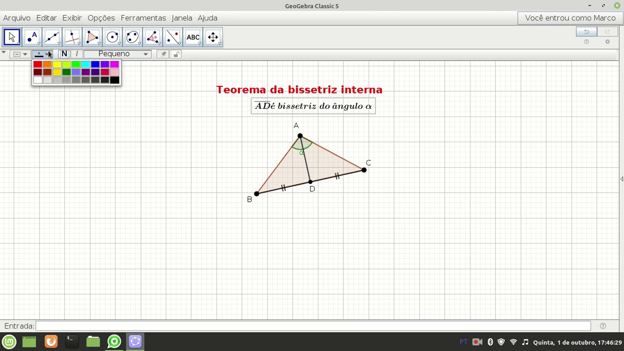 Teorema da bissetriz interna. - YouTube