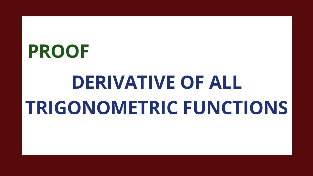 Derivative of trigonometric functions | proof - YouTube