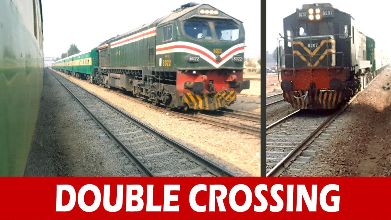 DOUBLE CROSSING AT DAUR II UP & DOWN TRAIN II PAKISTAN RAILWAY - YouTube