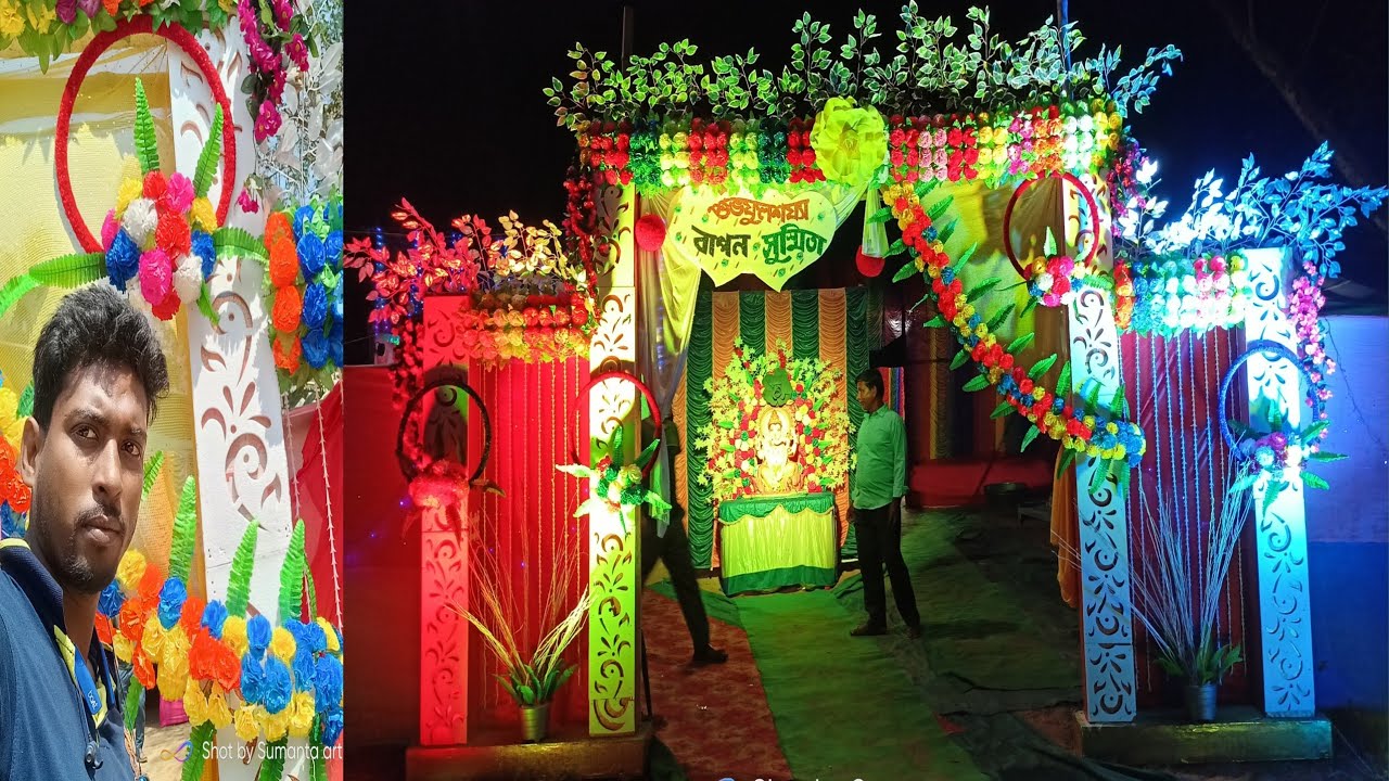 Flower decoration for wedding gate | how to make marriage gate ...