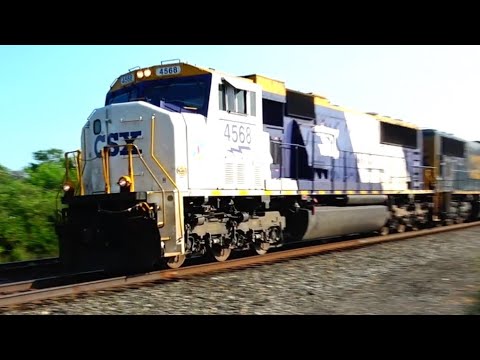CSX Operation Lifesaver Engine Roars By! Also: NS Freight Train Rumbles By GP40 Mother SLUG Unit ...