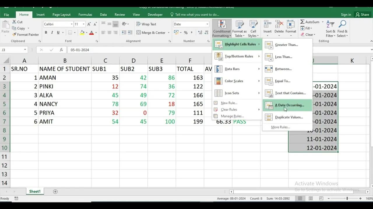 Conditional Formatting Basic Excelwalesir Ytvideosshort Exceltricks Excel