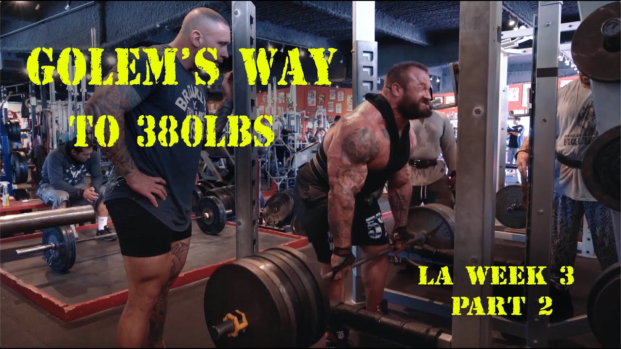 GOLEM'S BIGGER BY THE DAY! WEEK 3! Part 2! HEAVY RACK PULLS and ARMS training ! - YouTube