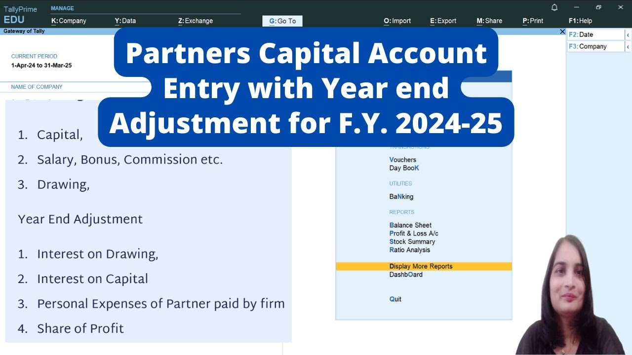 Partners Capital Account entry in Tally Prime| Section 40(b) | March ...