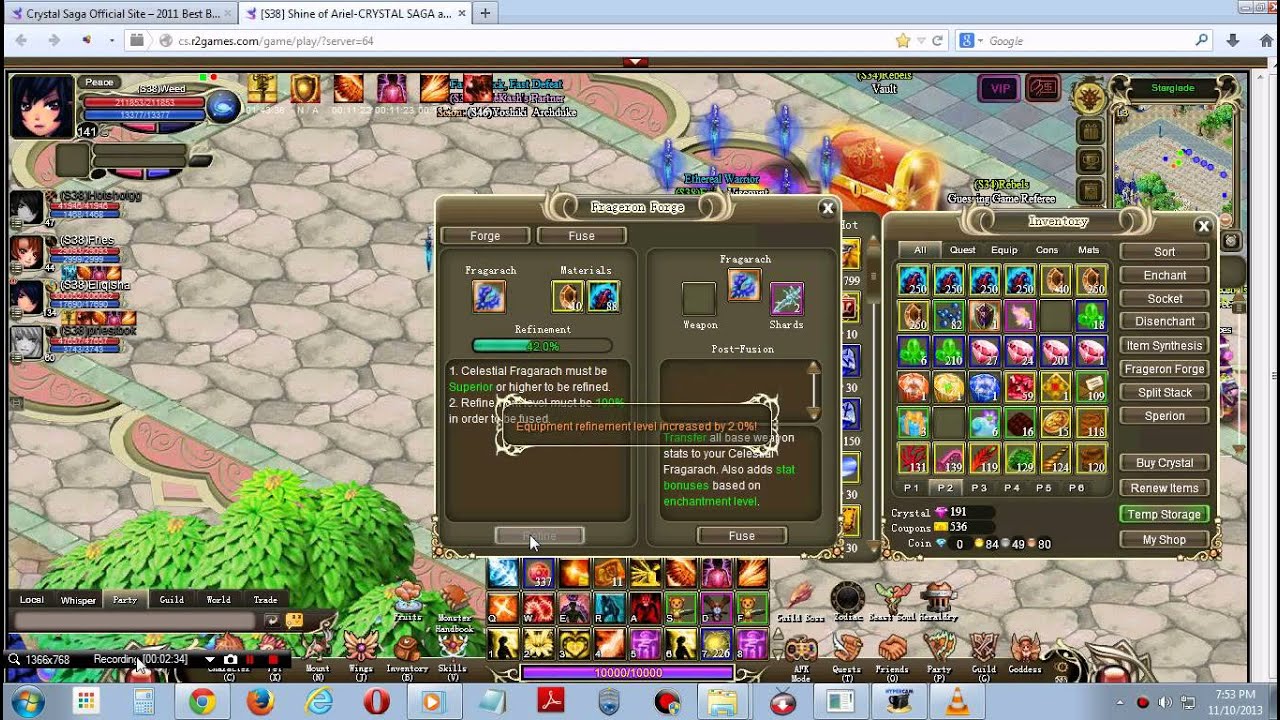 Crystal Saga: Refining Frag Weapon/Fuse/ - YouTube