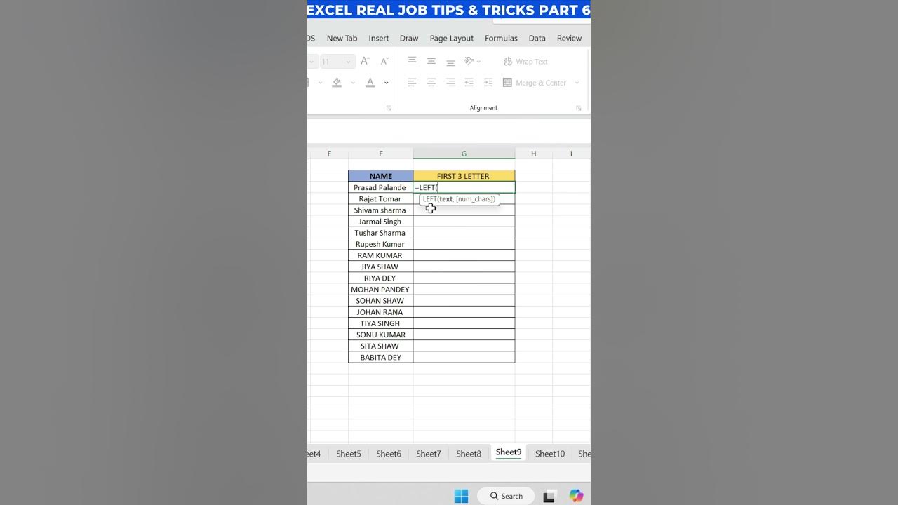 Left Function in Excel || How To Use left function #excel #exceltips #exceltutorial - YouTube