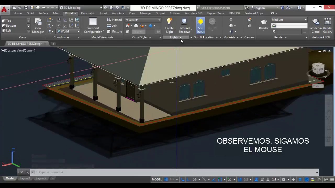colocar sombras en autocad 3D - YouTube