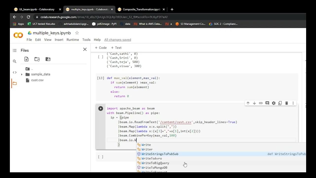 How to write a text/CSV file in Apache Beam | google dataflow - YouTube