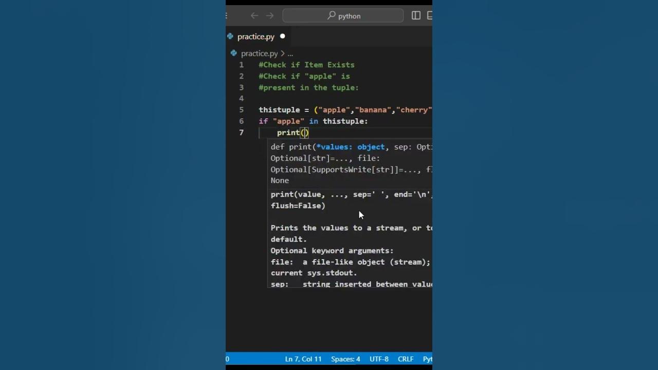 Check If Items Exists Python Pythonprogramming Coding Code Youtube